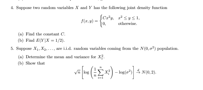Solved 4. Suppose two random variables X and Y has the | Chegg.com
