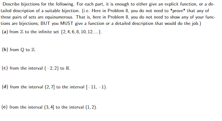 Solved Describe bijections for the following. For each part, | Chegg.com