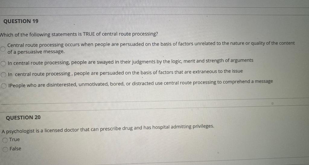 Solved QUESTION 19 Which of the following statements is TRUE | Chegg.com