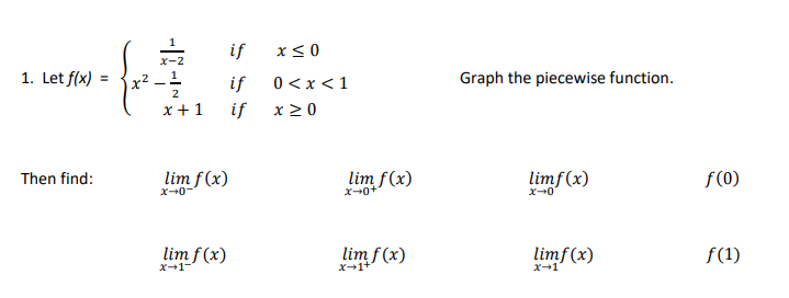 Solved . Let f(x) = { 1 𝑥−2 ⅈ𝑓 𝑥 ≤ 0 𝑥 2 − 1 2 ⅈ𝑓 0