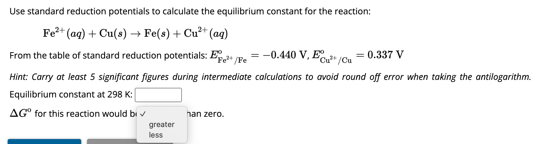 Use Standard Reduction Potentials To Calculate The