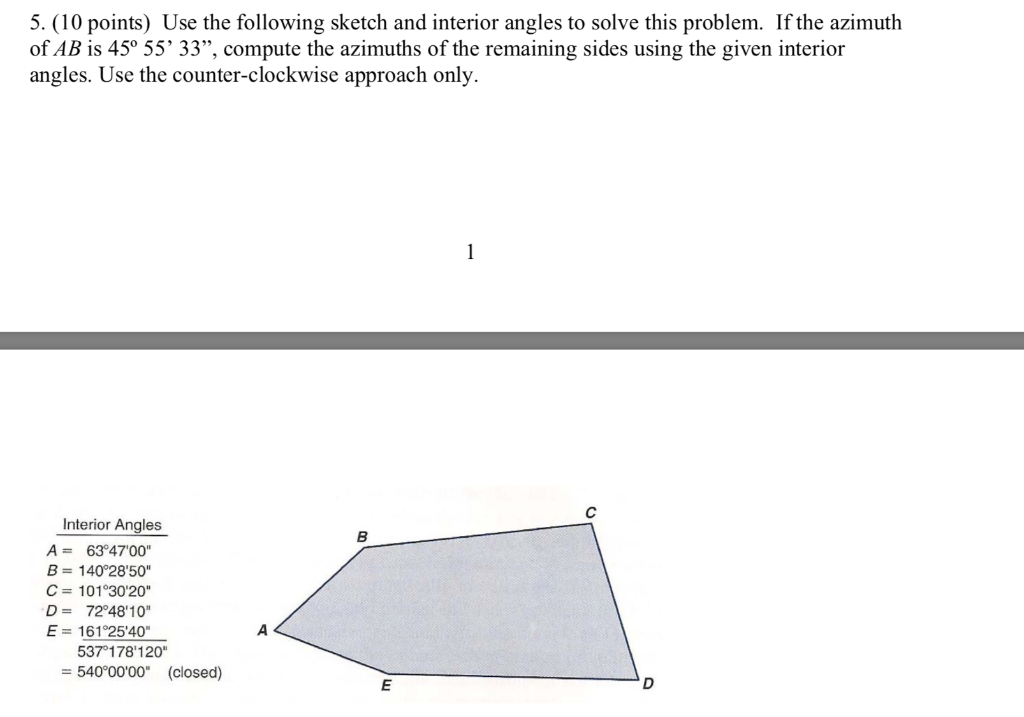 Solved 5. (10 points) Use the following sketch and interior | Chegg.com