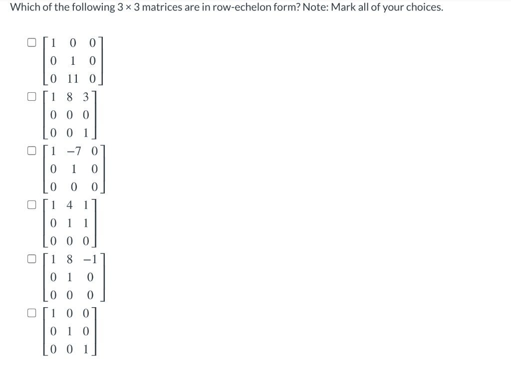 Solved Which of the following 3 x 3 matrices are in | Chegg.com