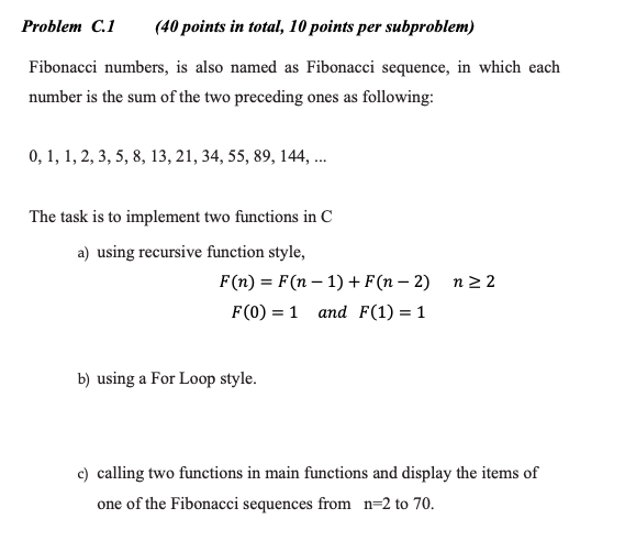 Solved Problem C.1 (40 points in total, 10 points per | Chegg.com