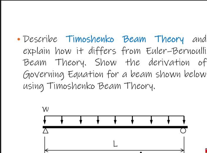 Solved Describe Timoshenko Beam Theory and explain how it | Chegg.com