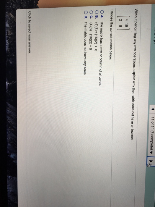 Solved Without performing any row operations, explain why | Chegg.com