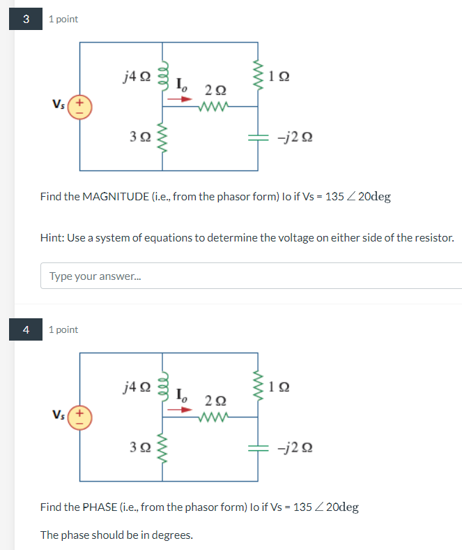 Solved Find the MAGNITUDE (i.e., from the phasor form) Io if | Chegg.com