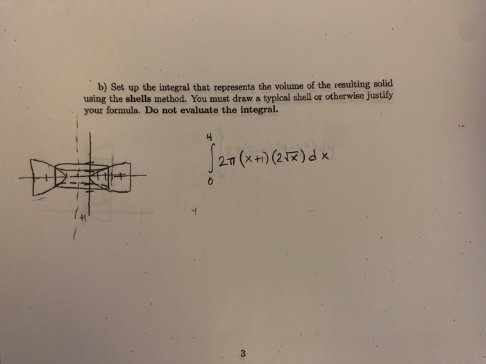 b) Set up the integral that represents the volume of | Chegg.com