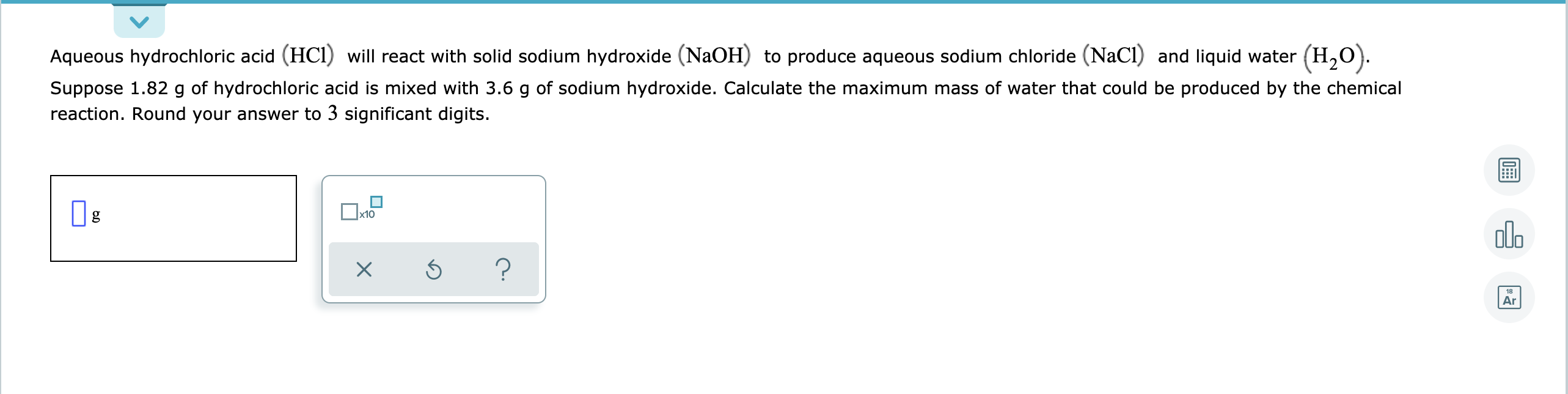 Solved Aqueous hydrochloric acid (HCI) will react with solid | Chegg.com