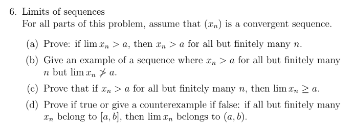 Solved 6. Limits of sequences For all parts of this problem, | Chegg.com