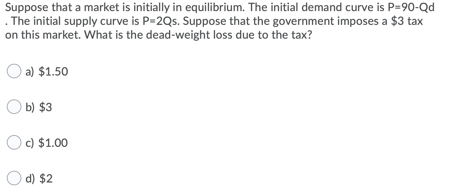 Solved Suppose that a market is initially in equilibrium. | Chegg.com