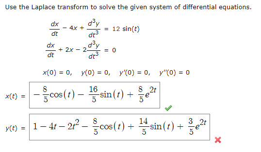 Solved Use the Laplace transform to solve the given system | Chegg.com