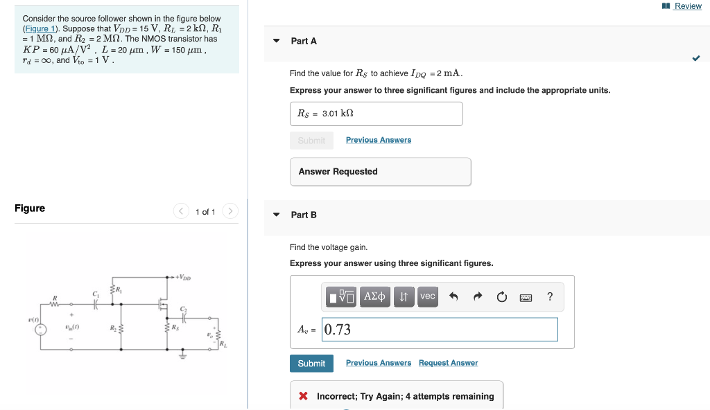 Solved Review Consider the source follower shown in the | Chegg.com