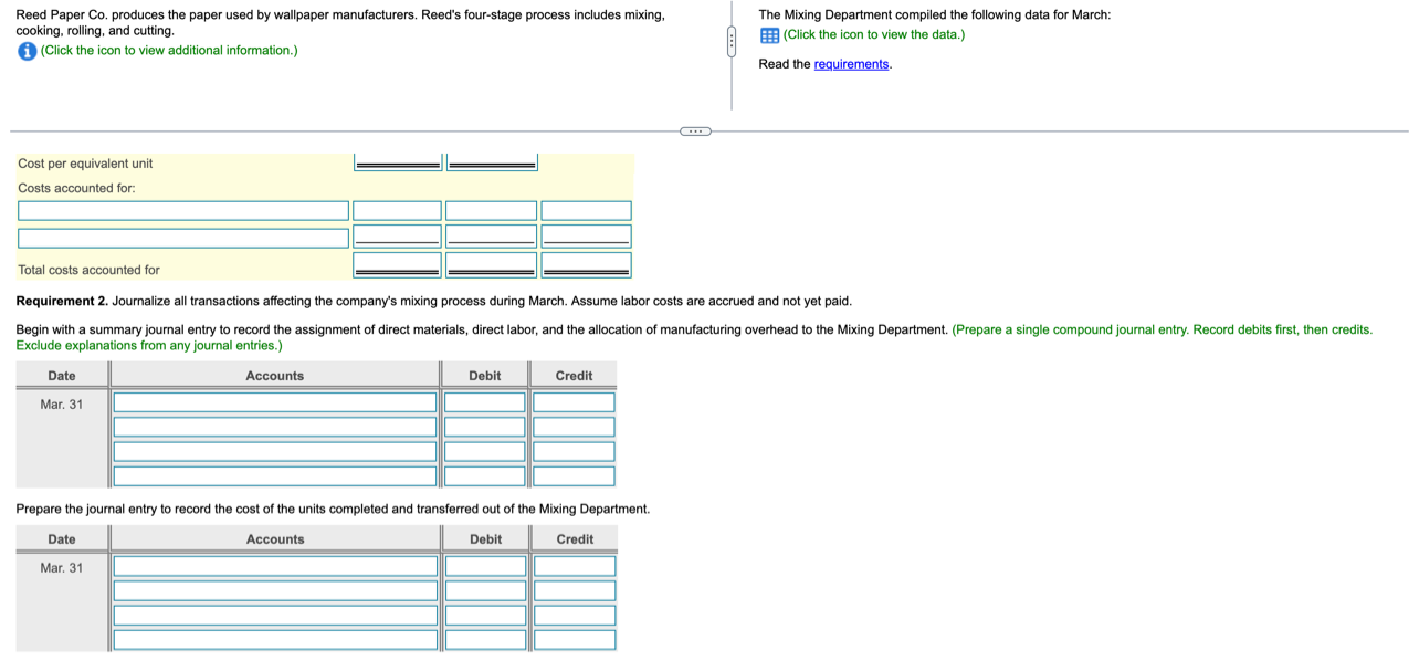 Solved Reed Paper Co. produces the paper used by wallpaper | Chegg.com