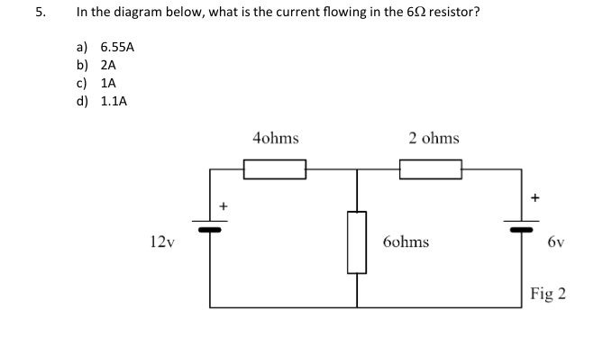 Solved 5. In the diagram below, what is the current flowing | Chegg.com