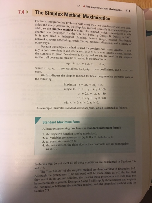 Solved 7 4 The Simplex Method Maximization 7 4 The