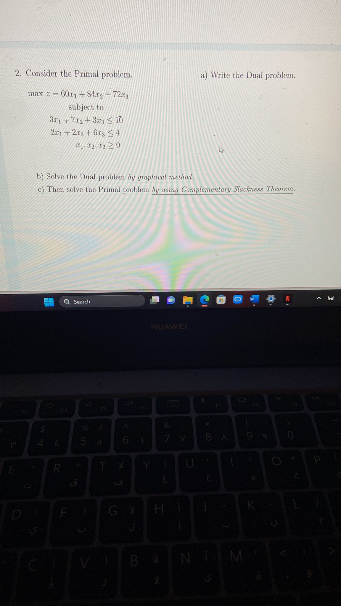 Solved 2 Consider The Primal Problem A Write The Dual