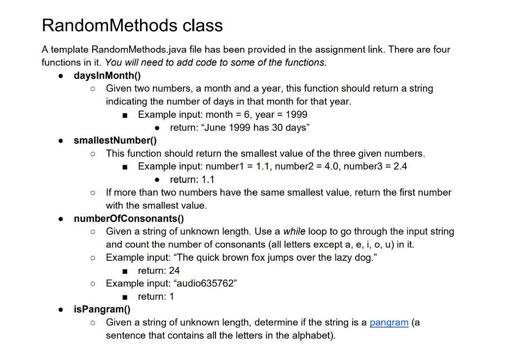 Random Methods class . O . o A template Random | Chegg.com