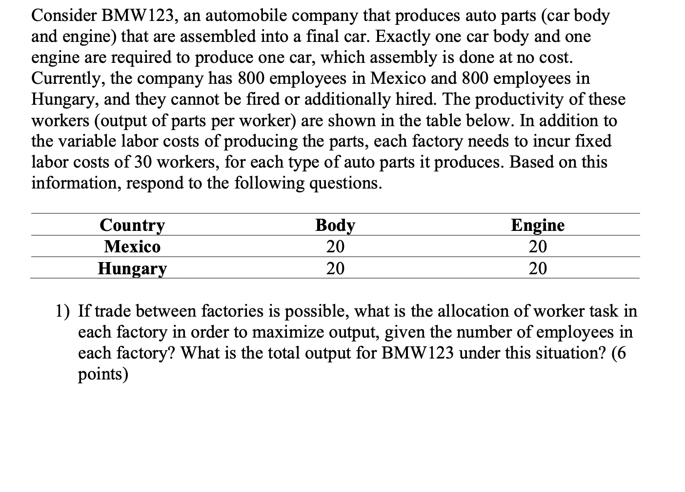 Solved Consider BMW123, an automobile company that produces | Chegg.com