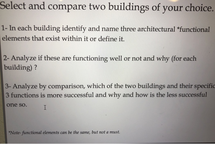Select and compare two buildings of your choice 1- In | Chegg.com
