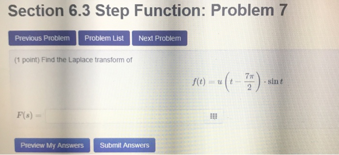 Solved Section 6.3 Step Function: Problem 7 Previous Problem | Chegg.com