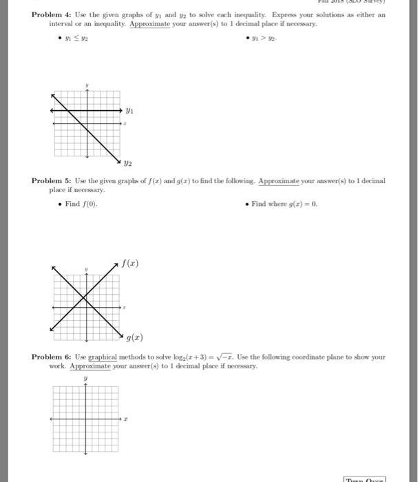 Solved Problem 4: Use the given graphs of yi and y2 to solve | Chegg.com