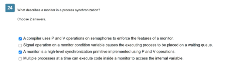 Solved 24 ﻿What describes a monitor in a process | Chegg.com
