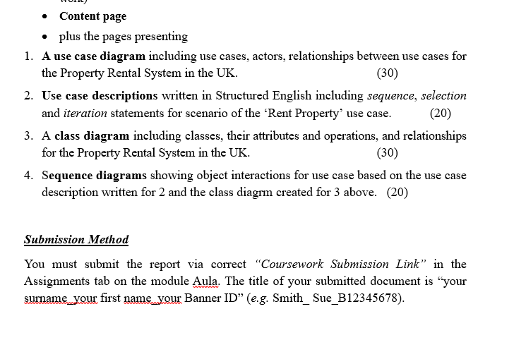 Solved Project Description: Property Rental System in the UK | Chegg.com