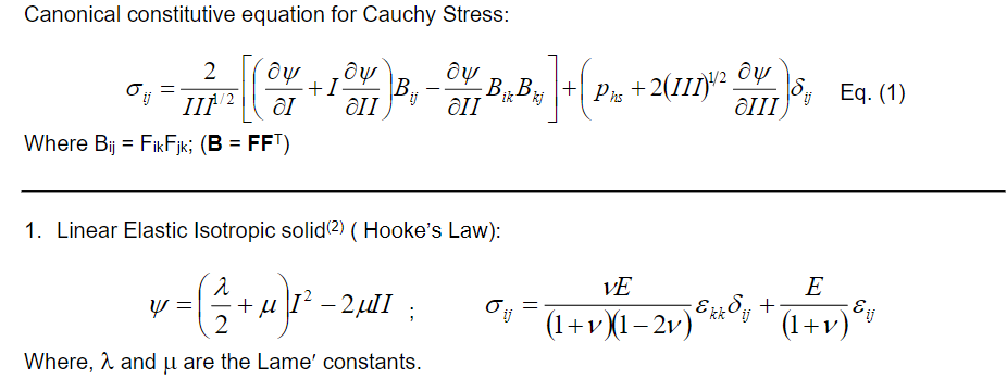 Canonical constitutive equation for Cauchy Stress: +1 | Chegg.com