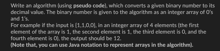 Solved Write an algorithm (using pseudo code), which | Chegg.com