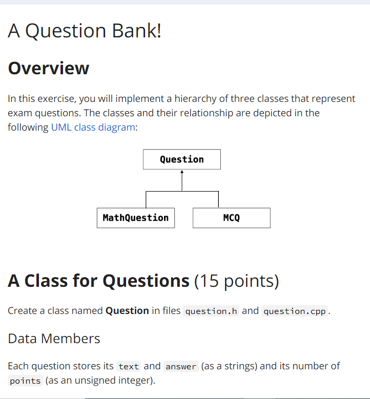 Solved A Question Bank! Overview In this exercise, you will | Chegg.com