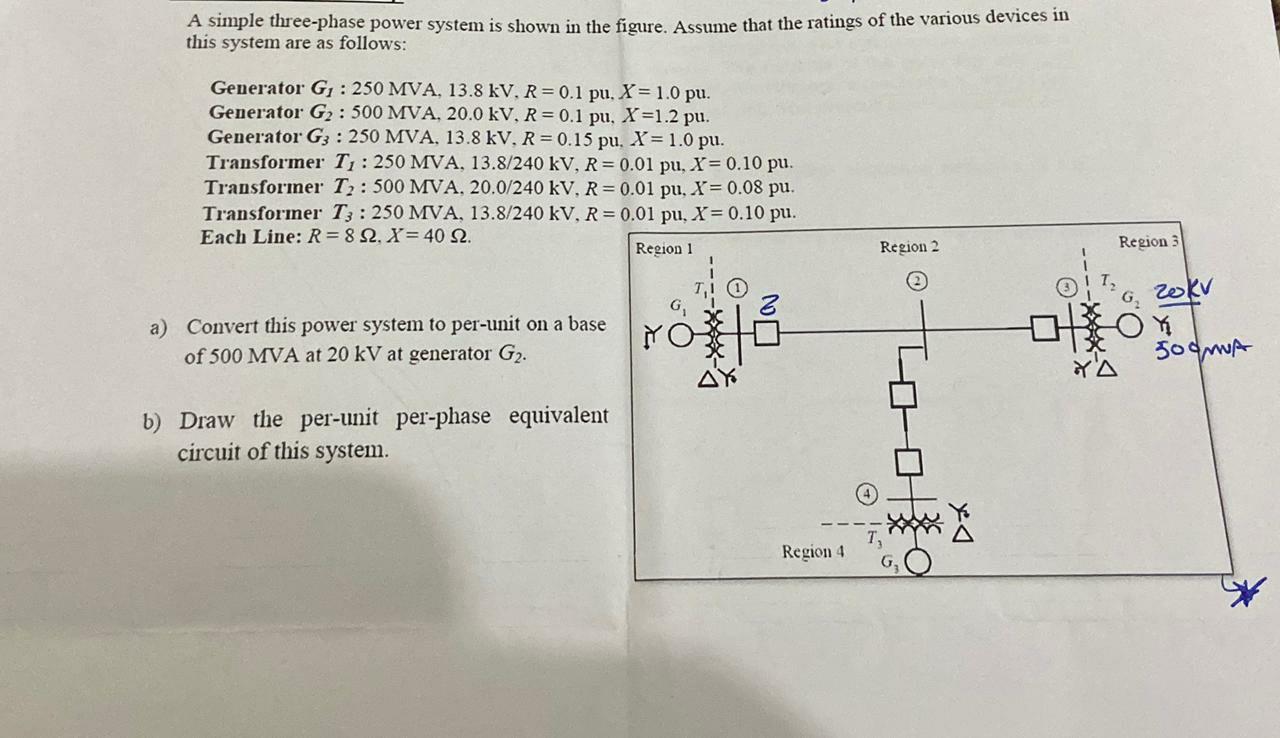 Solved A simple three-phase power system is shown in the | Chegg.com