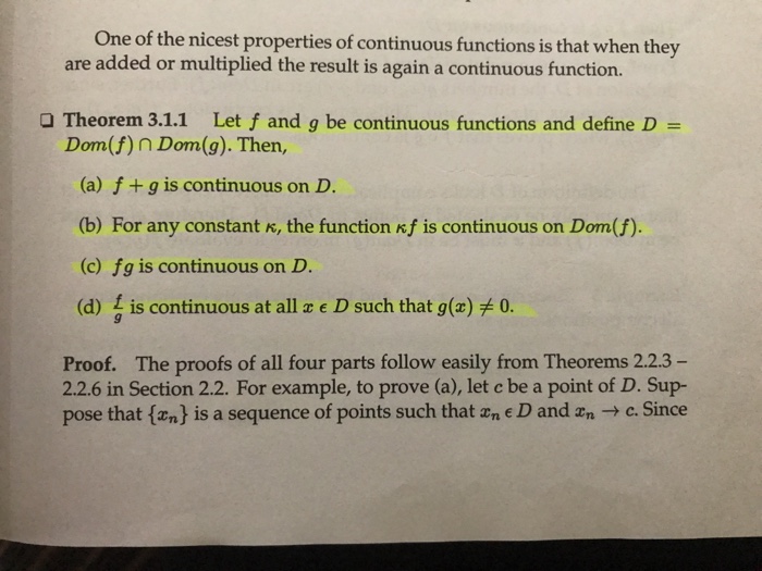 Solved One of the nicest properties of continuous functions | Chegg.com