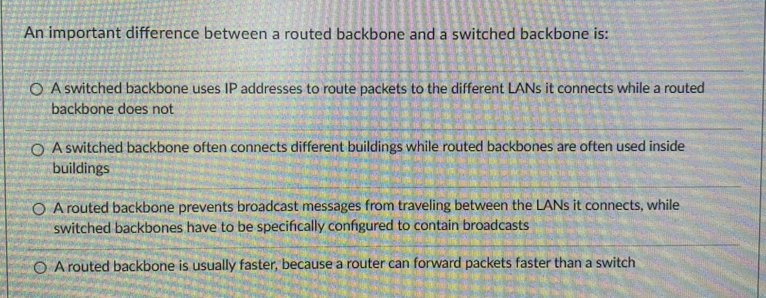 Solved An important difference between a routed backbone and | Chegg.com