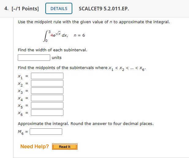 Solved 4. [-/1 Points] DETAILS SCALCET9 5.2.011.EP. Use the | Chegg.com