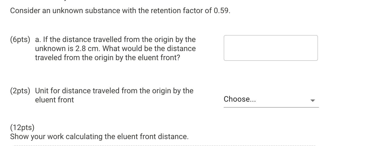 Solved Consider an unknown substance with the retention | Chegg.com