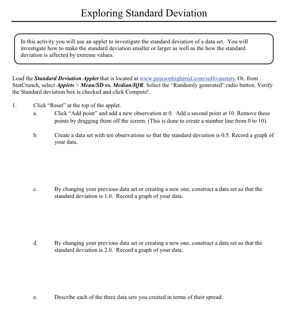 Solved Exploring Standard Deviation In this activity you | Chegg.com