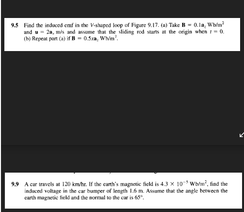 9.5 Find the induced emf in the V-shaped loop of | Chegg.com
