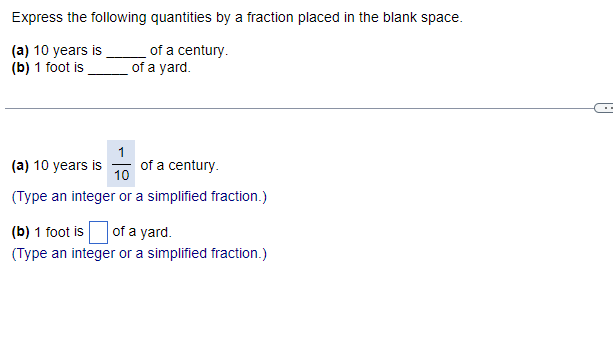 Solved Express the following quantities by a fraction placed | Chegg.com