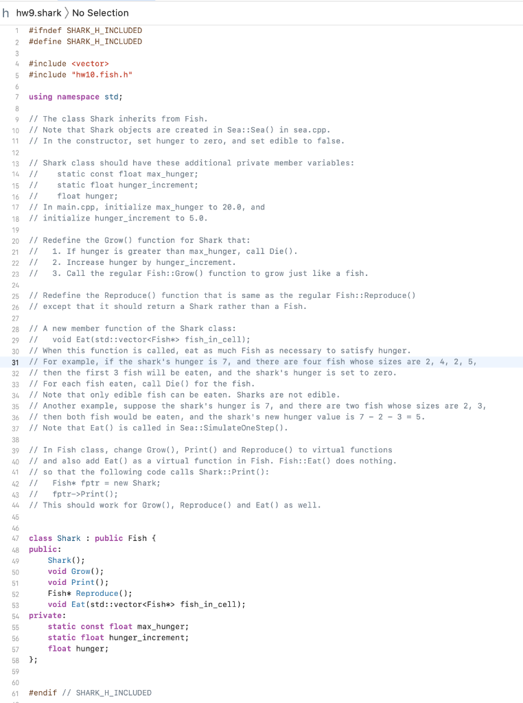 Write code for hw10.ocean.cpp file based | Chegg.com