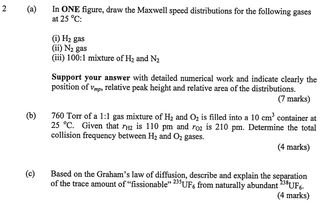 2(a) In ONE figure, draw the Maxwell speed | Chegg.com