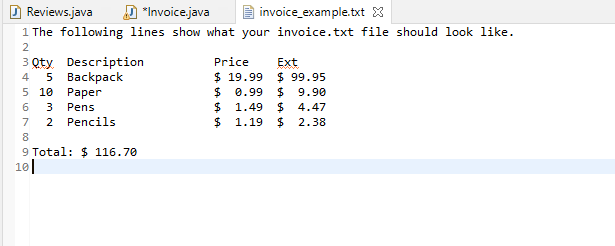 Solved * order.txt Invoice.java X 10 import | Chegg.com
