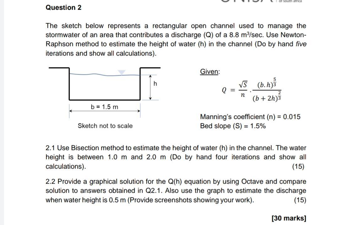 Solved south and Question 2 The sketch below represents a | Chegg.com