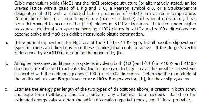 Cubic magnesium oxide (MgO) has the NaCl prototype | Chegg.com