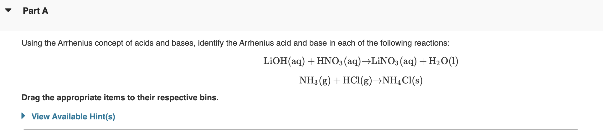 Solved Using the Arrhenius concept of acids and bases, | Chegg.com