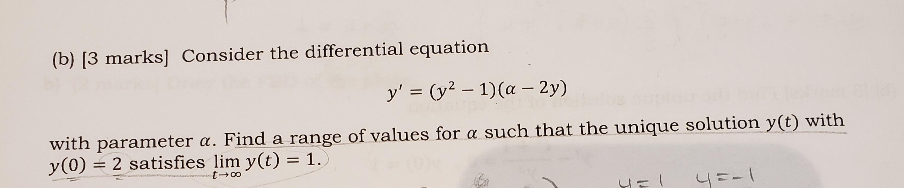 Solved (b) [3 marks] Consider the differential equation y' = | Chegg.com