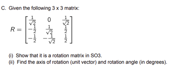 Solved C. ﻿Given the following 3×3 | Chegg.com