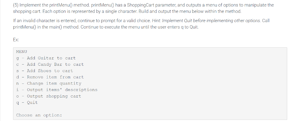 Java Im Working On A Shopping Cart Program That 