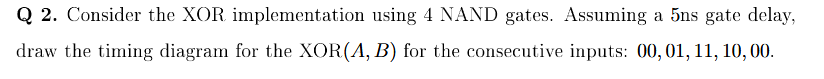 Solved Q 2. Consider the XOR implementation using 4NAND | Chegg.com