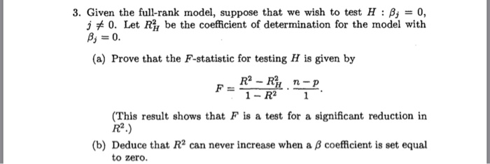 3. Given the full-rank model, suppose that we wish to | Chegg.com
